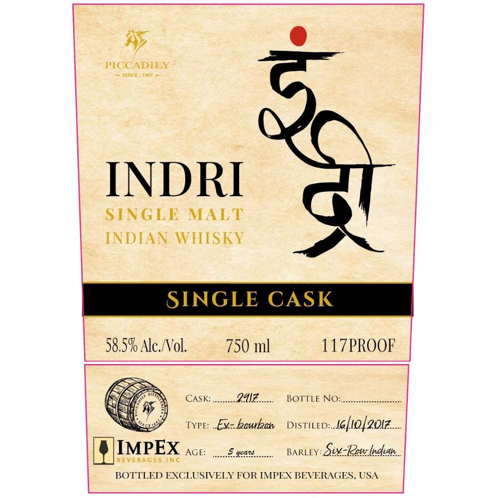 Buy Indri Single Cask Single Malt Indian Whisky Online | Reup Liquor