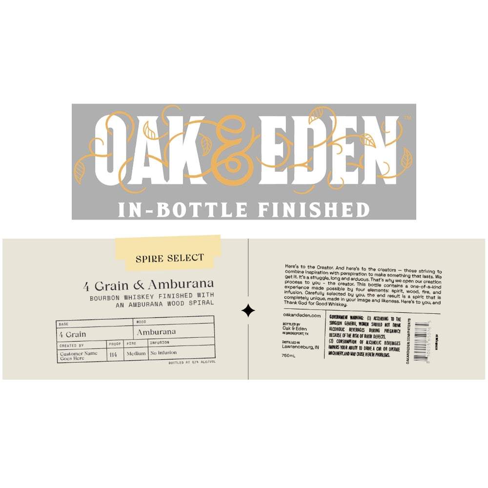 Buy Oak & Eden Spire Select 4 Grain & Amburana Bourbon Whiskey Online ...